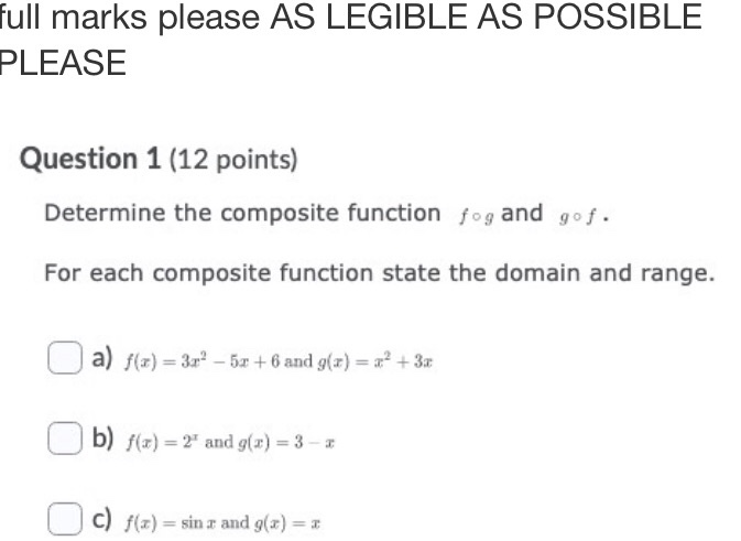 Solved full marks please AS LEGIBLE AS POSSIBLE PLEASE | Chegg.com