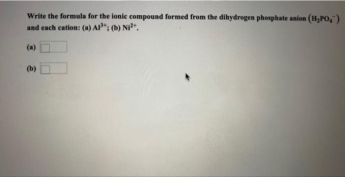 Solved Write the formula for the ionic compound formed from | Chegg.com