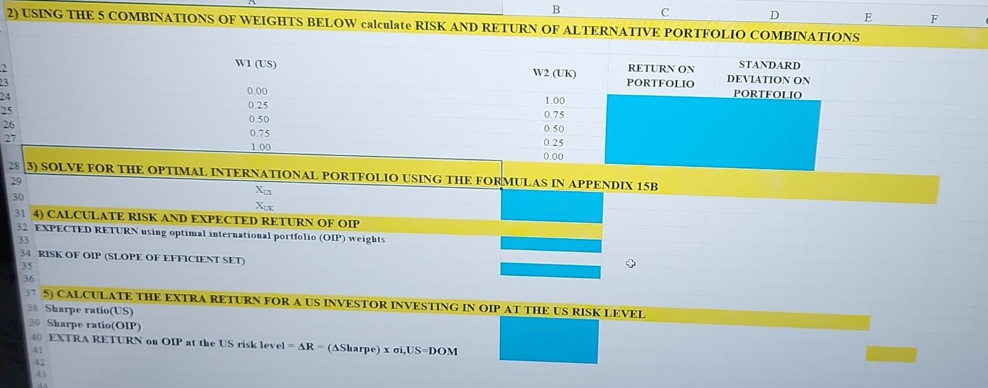 Solved USING THE 5 ﻿COMBINATIONS OF WEIGHTS BELOW calculate | Chegg.com