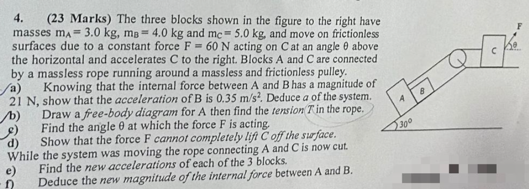 Solved (23 ﻿Marks) ﻿The three blocks shown in the figure to | Chegg.com