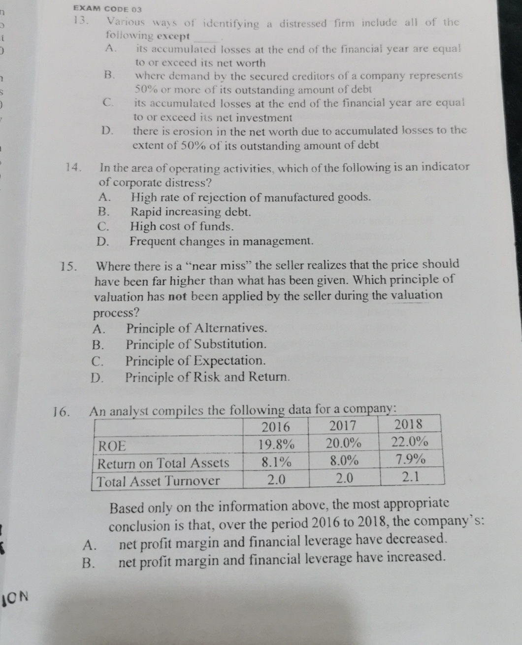 Solved EXAM CODE D313. ﻿Various ways of identifying a | Chegg.com