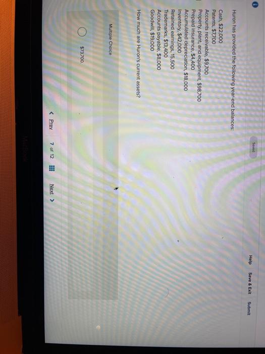 Solved Seved Help Save & Exit Submit Huron has provided the | Chegg.com