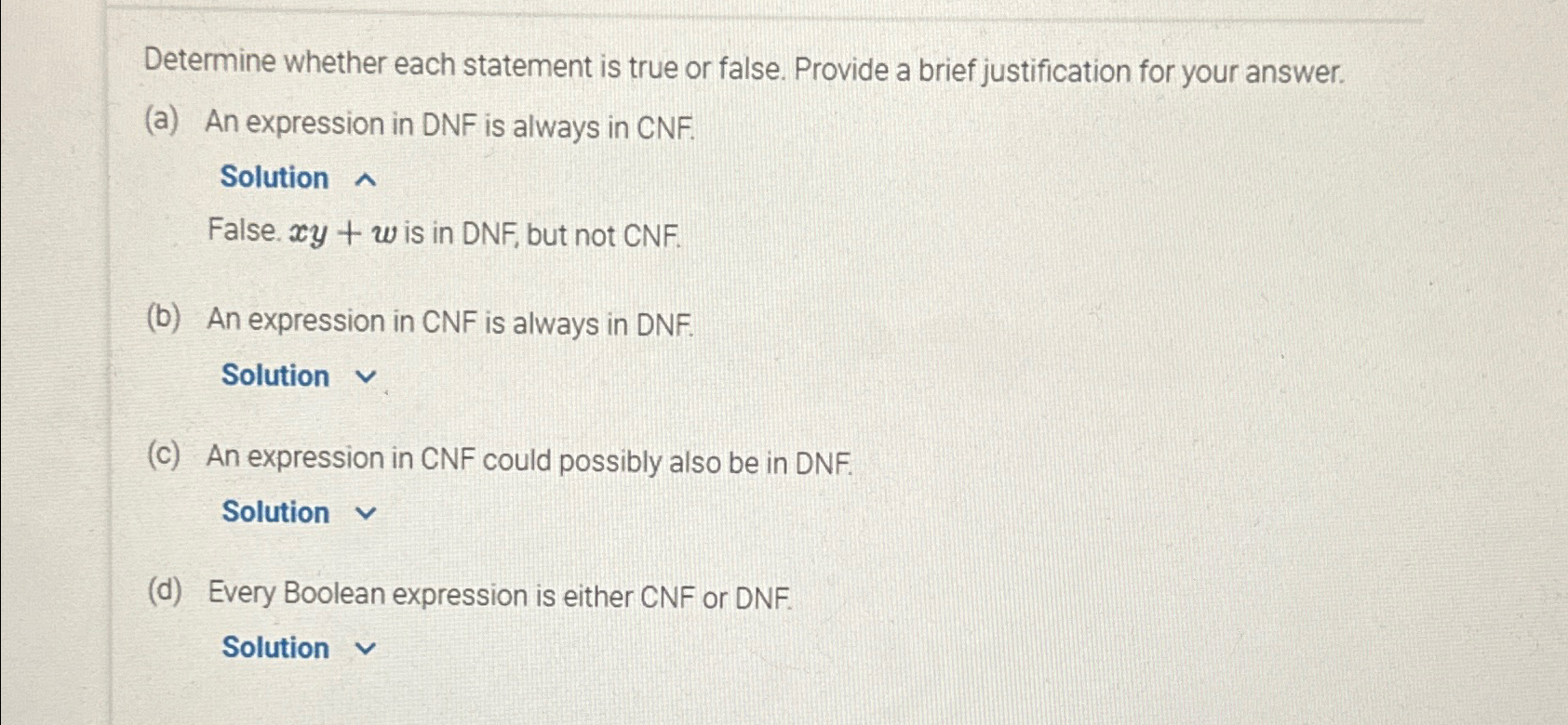 Solved Determine whether each statement is true or false. | Chegg.com