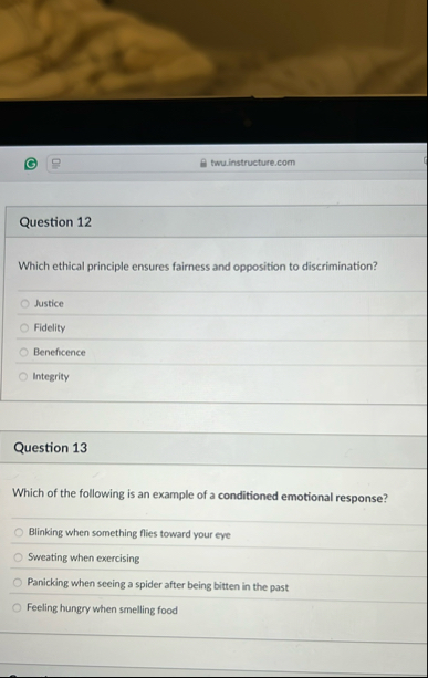 Solved twu instructure.comQuestion 12Which ethical principle | Chegg.com