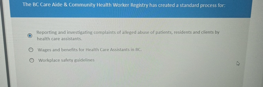Solved The BC Care Aide & Community Health Worker Registry | Chegg.com