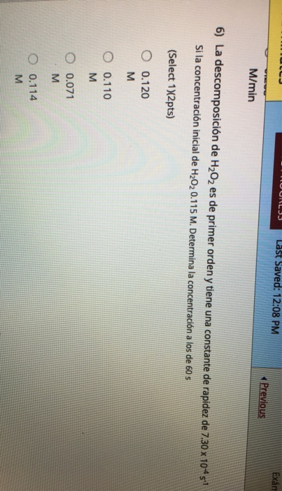 Solved 6) The decomposition of H2O2 is first order and has a | Chegg.com