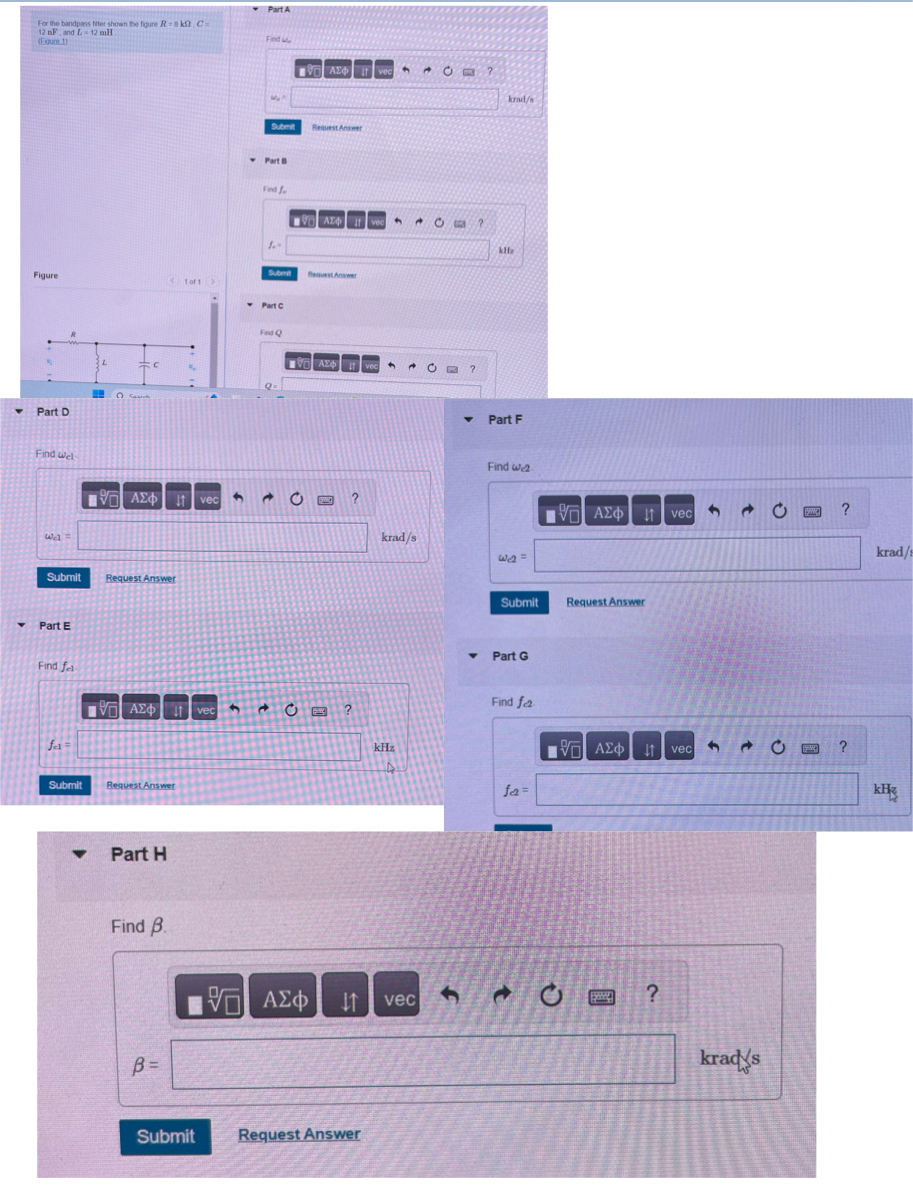 Solved Part DPart FFind ωelFind ωC2.Part EFind fc-1Part | Chegg.com