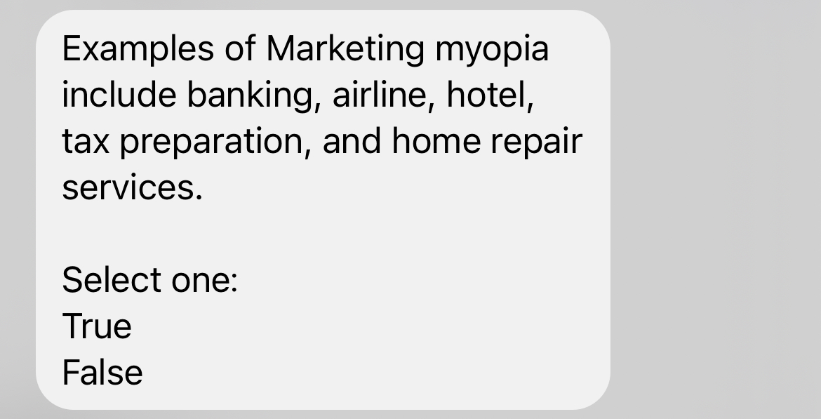 Solved Examples of Marketing myopia include banking, | Chegg.com