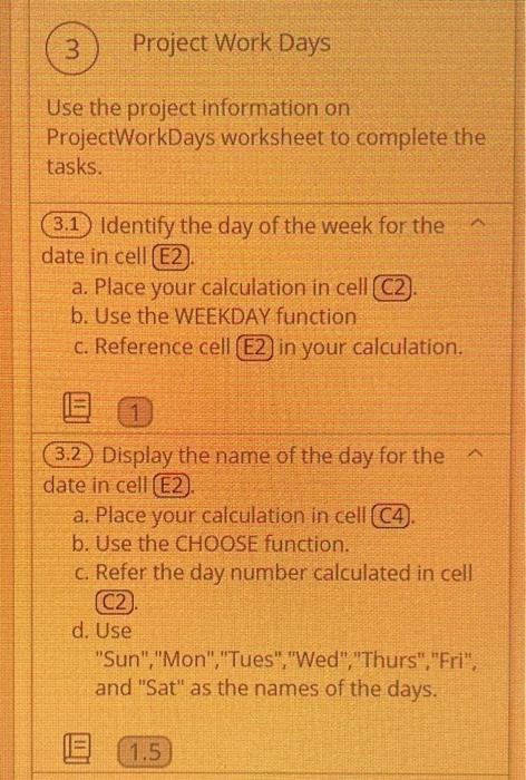Solved Project Work Days Use the project information on | Chegg.com
