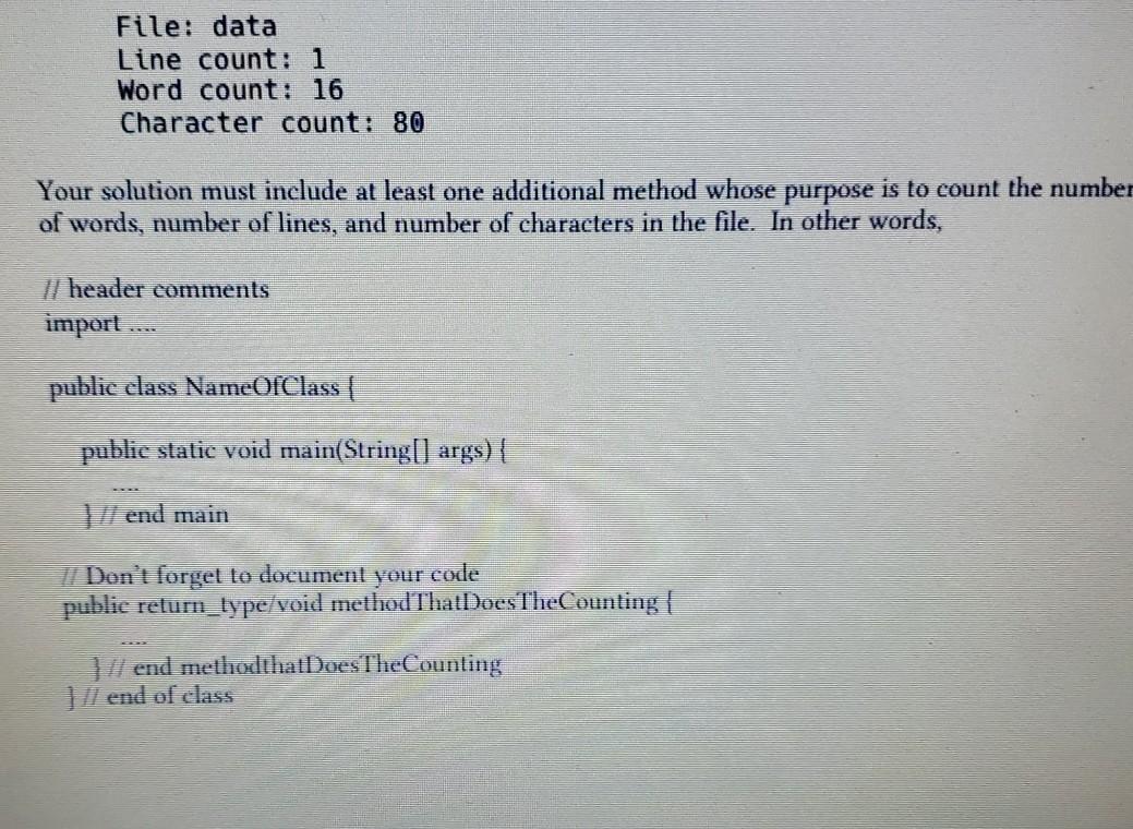 Solved Word Counting Program Write And Test A Java Program 7772