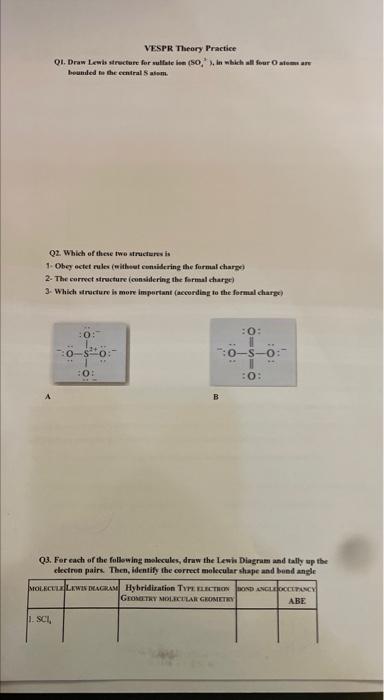 Solved VFSPR Theory Practice Q1. Draw Lewis strectere for | Chegg.com