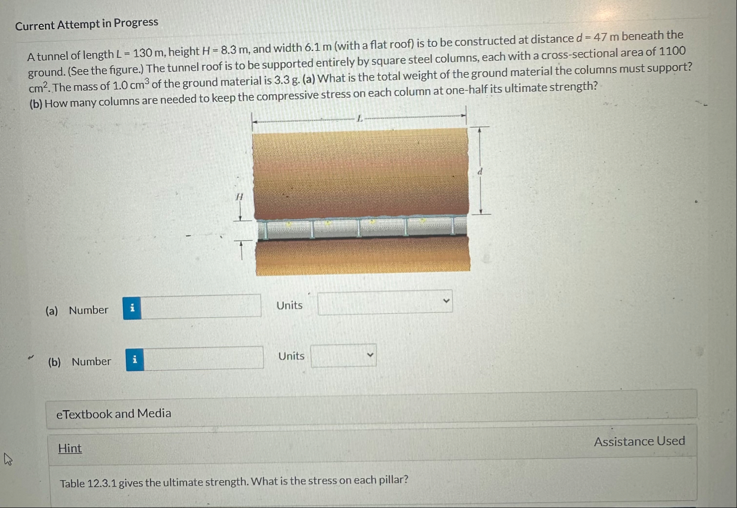 Solved Current Attempt in ProgressA tunnel of length L=130m, | Chegg.com