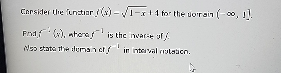 Solved Consider the function f(x)=1-x2+4 ﻿for the domain | Chegg.com
