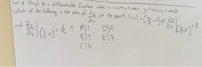Solved Let z f(t,y) be a diffoartiabe function whee | Chegg.com