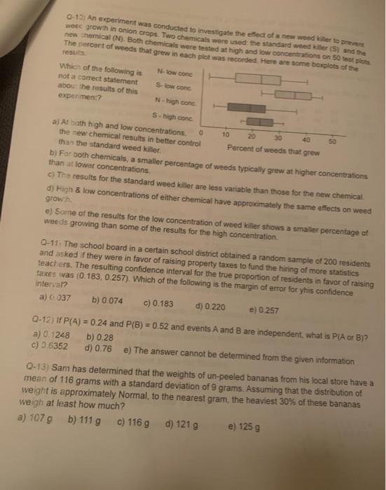 Solved 0-13; An experiment was conducted to investigate the | Chegg.com