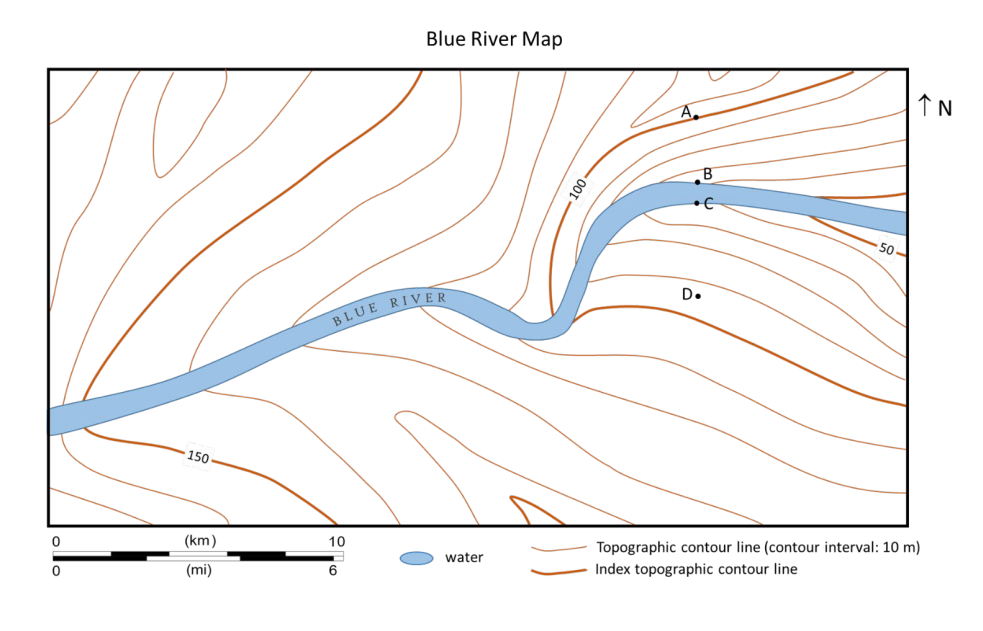 Solved Blue River Map1) ﻿Using the Blue River map, you will | Chegg.com