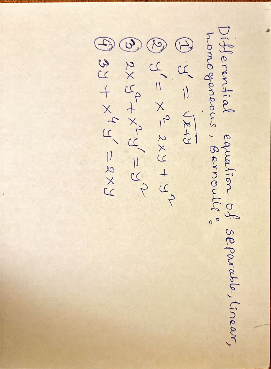Solved Differential equation of separable, | Chegg.com