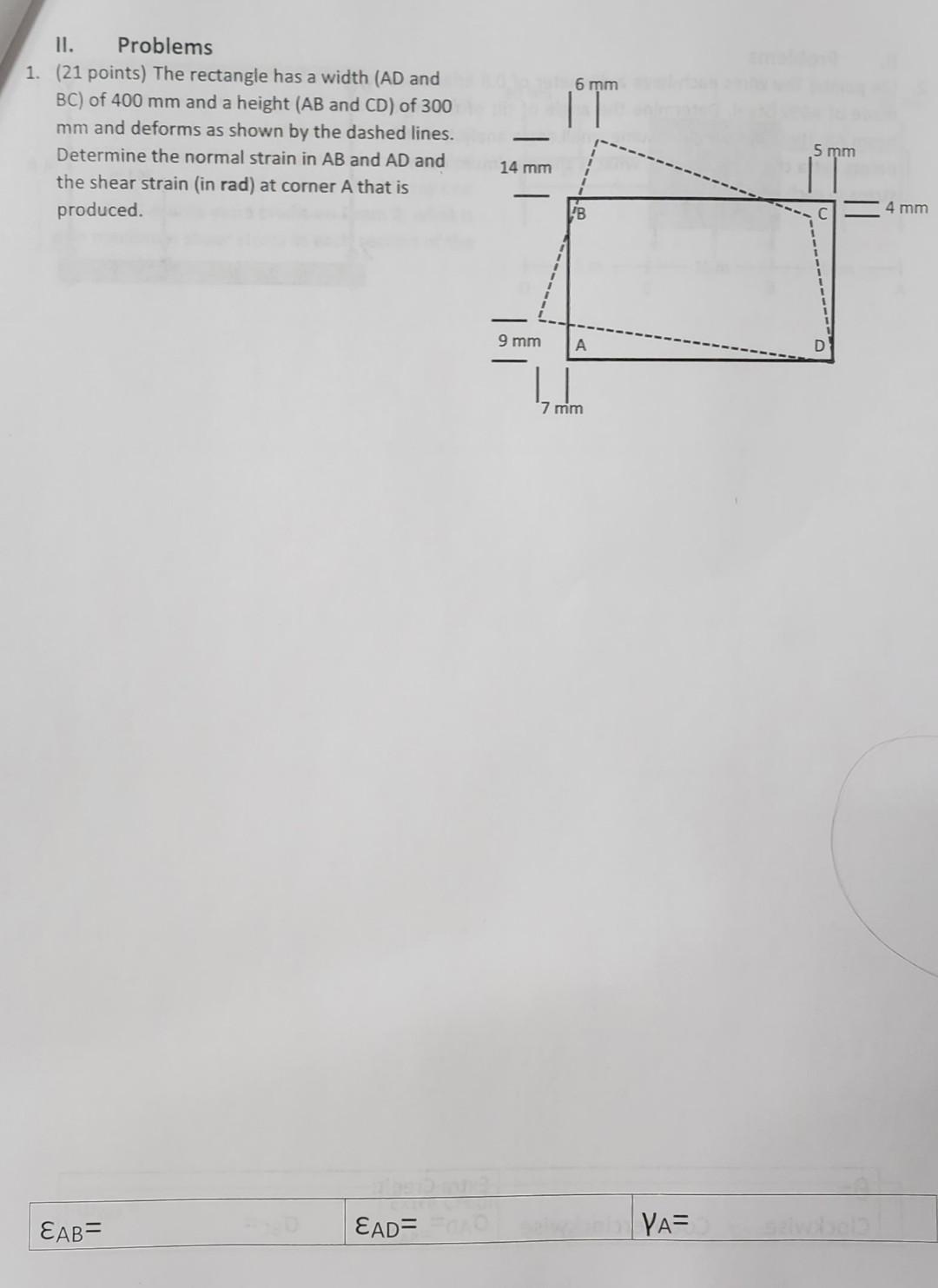 Solved 1. (21 points) The rectangle has a width (AD and BC) | Chegg.com