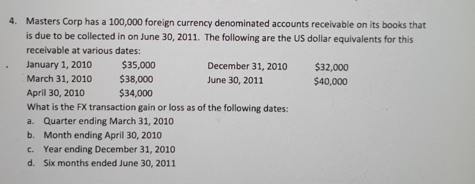 Solved Masters Corp has a 100,000 foreign currency | Chegg.com