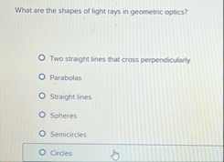 Solved What are the shapes of light rays in geometric | Chegg.com