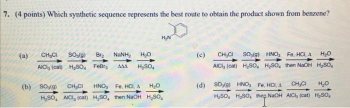 Solved (4 points) Which synthetic sequence represents the | Chegg.com