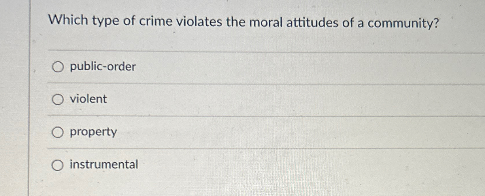 Solved Which type of crime violates the moral attitudes of a | Chegg.com