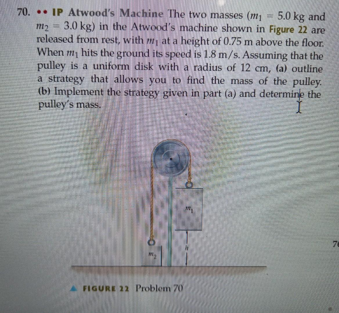 Solved 70. ∙ IP Atwood's Machine The two masses (m1=5.0 kg | Chegg.com