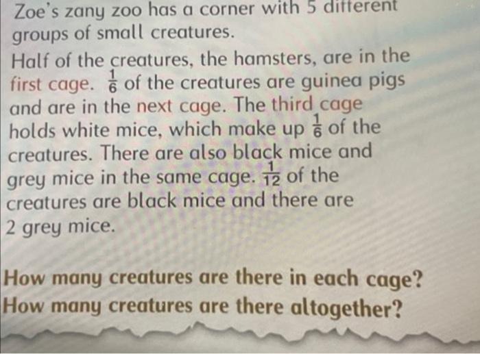 Solved Zoe's zany zoo has a corner with 5 different groups | Chegg.com
