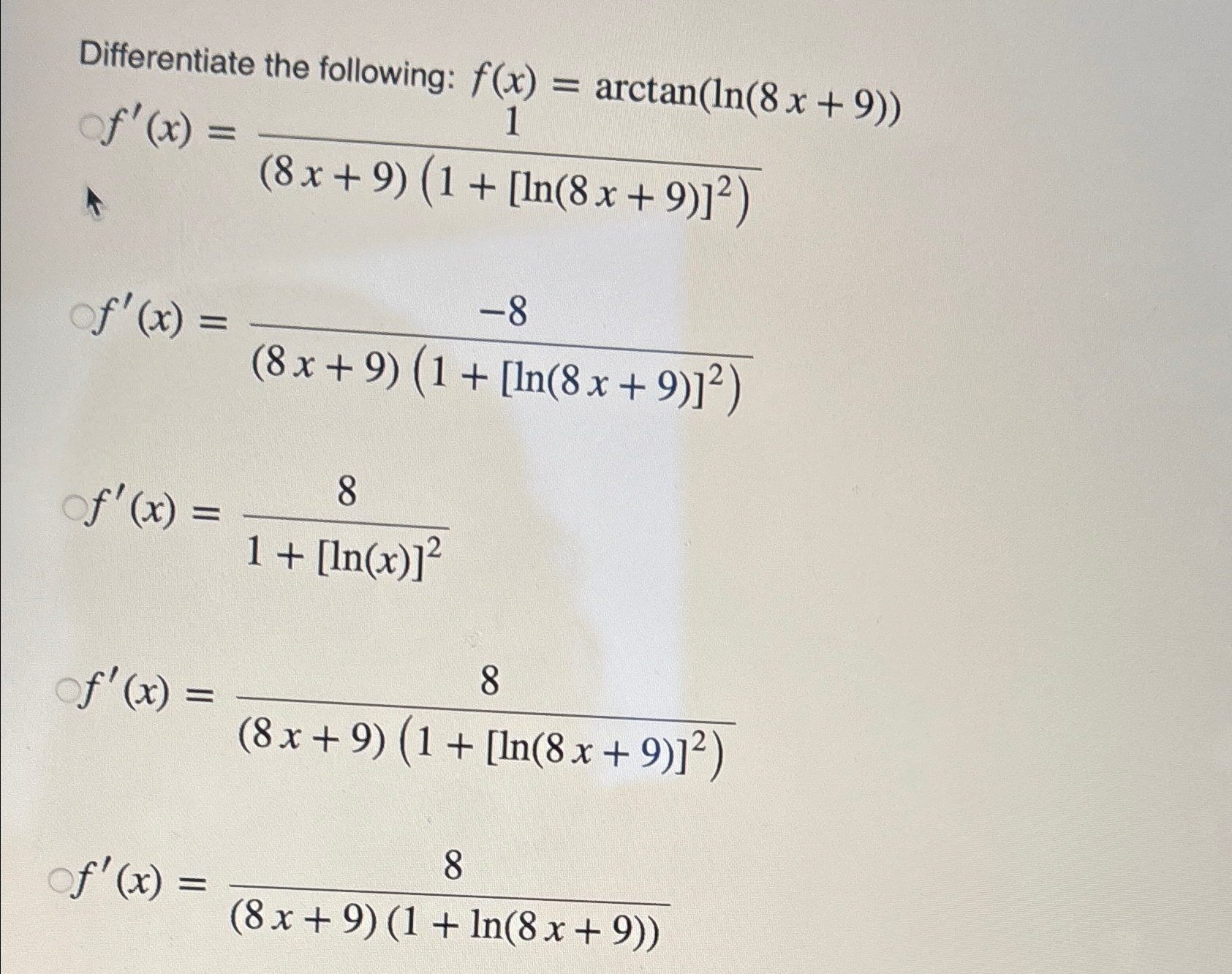 Solved Differentiate the following: | Chegg.com