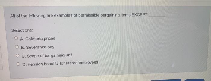 Solved All of the following are examples of permissible | Chegg.com