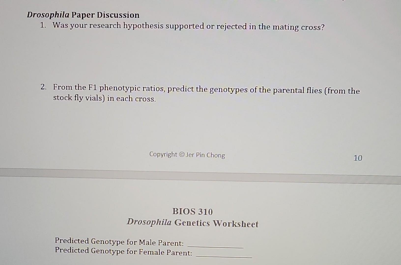 Solved Part 3. Drosophila Paper Results Section (You'll use | Chegg.com Solved Part 3. Drosophila Paper Results Section (You'll use | Chegg.com