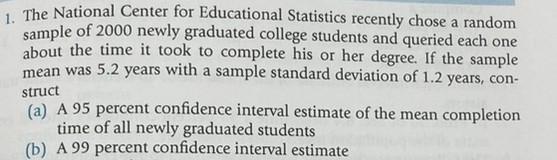 Solved The National Center for Educational Statistics | Chegg.com