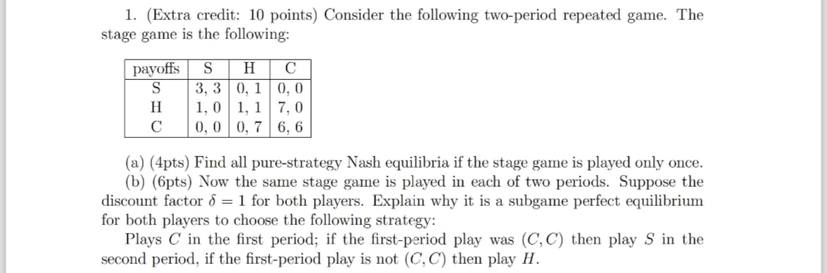 Solved (Extra credit: 10 ﻿points) ﻿Consider the following | Chegg.com