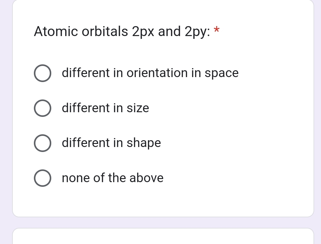 Solved Atomic orbitals 2px and 2py: *different in | Chegg.com