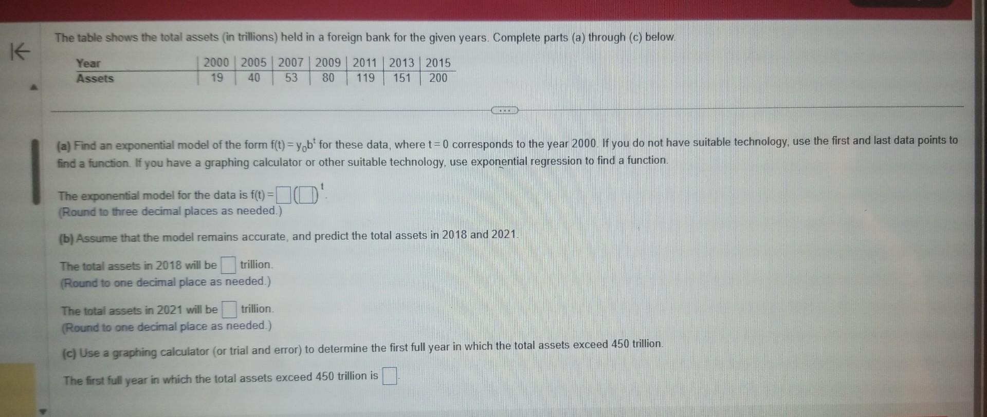 Solved (a) Find an exponential model of the form f(t)=y0bt | Chegg.com