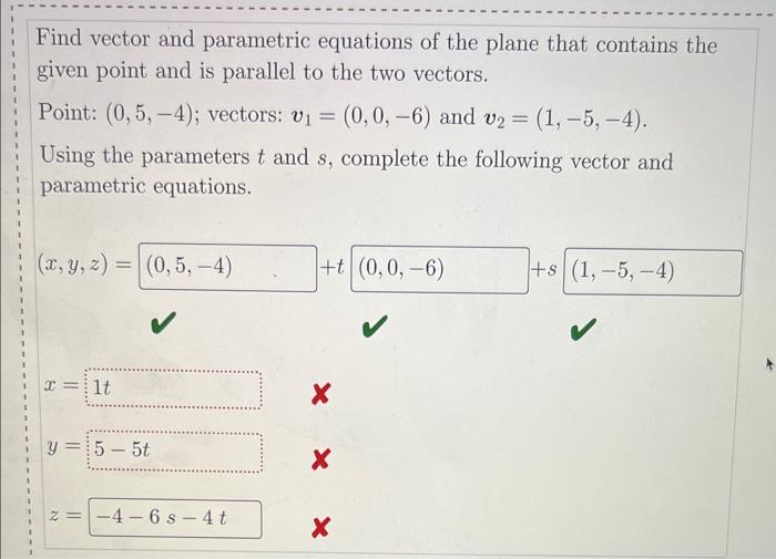 Solved Find vector and parametric equations of the plane | Chegg.com