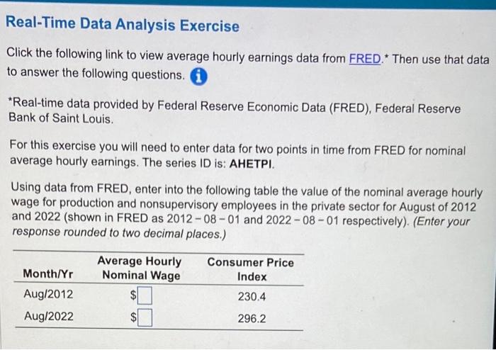 Real-Time Data Analysis Exercise Click the following | Chegg.com