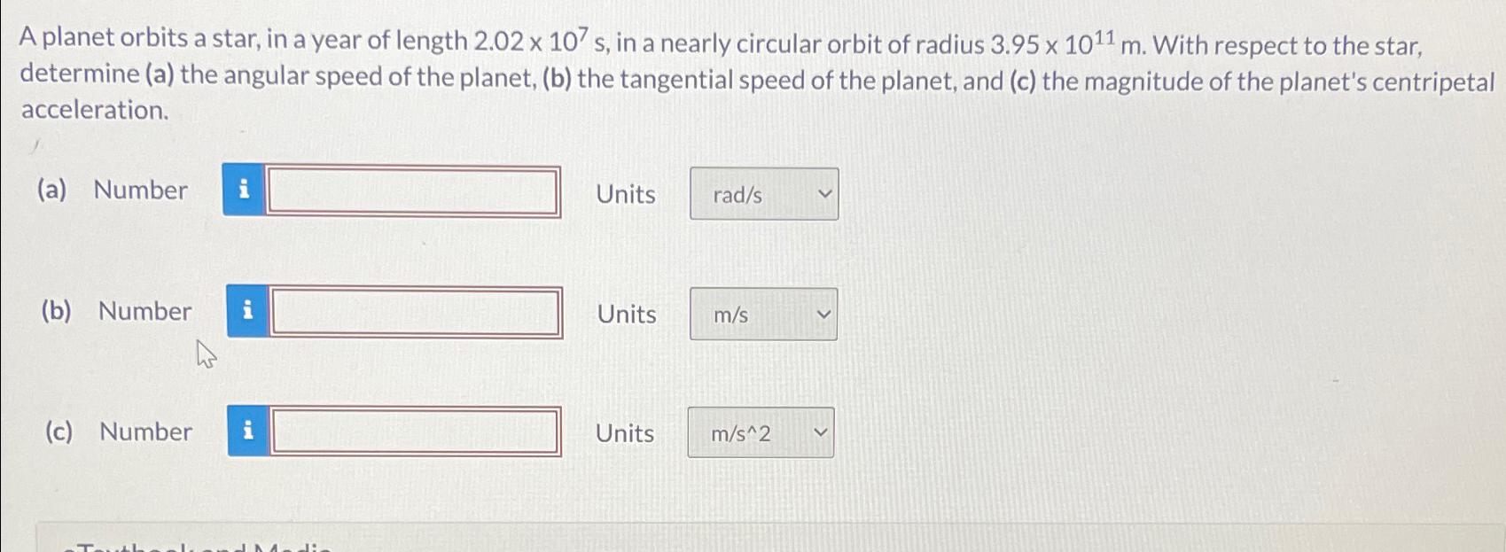 Solved A planet orbits a star, in a year of length | Chegg.com