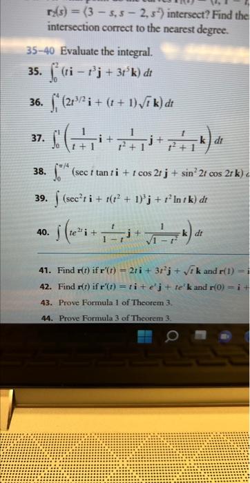 Solved r2(s)= 3−s,s−2,s2 intersect? Find the intersection | Chegg.com
