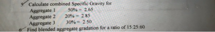 Solved S Calculate combined Specific Gravity for Aggregate 1 | Chegg.com
