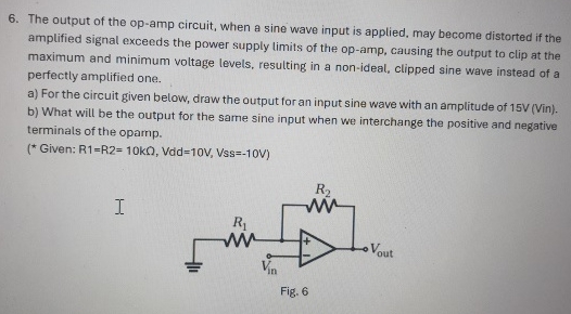 Solved The output of the op-amp circuit, when a sine wave | Chegg.com