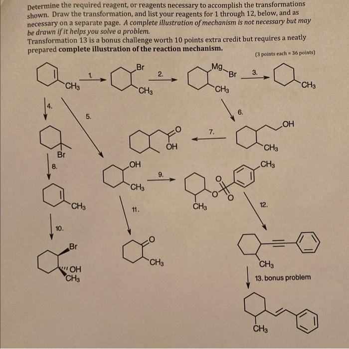 Solved Determine the required reagent, or reagents necessary | Chegg.com