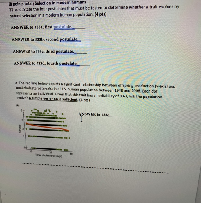 Solved (8 points total) Selection in modern humans 33.a.-d. | Chegg.com