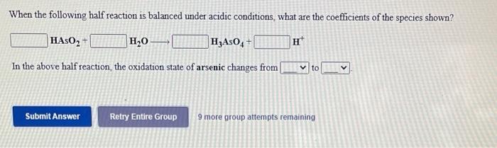 Solved When the following half reaction is balanced under | Chegg.com