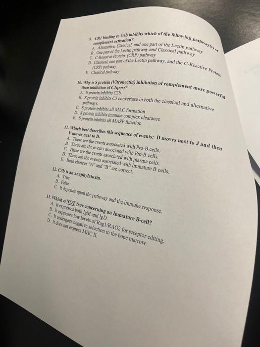 Solved A. Ahemativ, Classical, and one part of the Lectin | Chegg.com