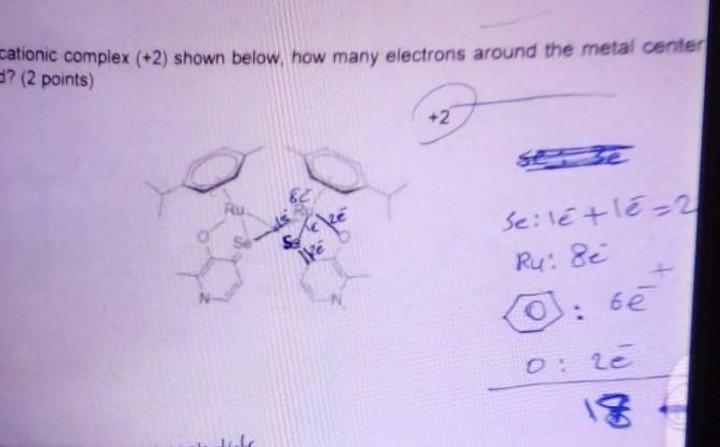 Solved ationic complex (+2) shown below, how many electrons | Chegg.com