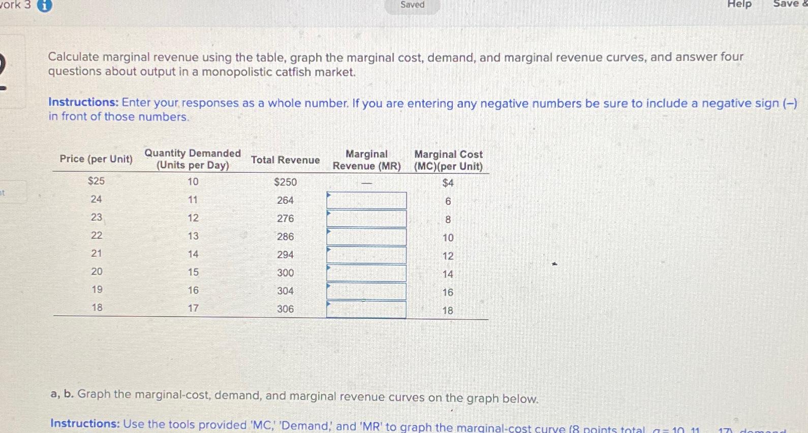 Solved 10rk 3 ﻿iSavedHelpCalculate marginal revenue using | Chegg.com
