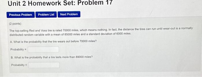 Solved Unit 2 Homework Set: Problem 17 (2 points) The | Chegg.com