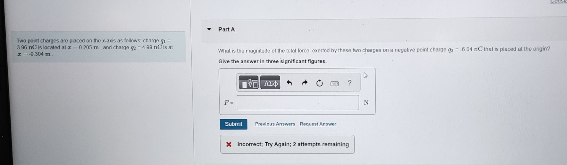 Solved Part ATwo point charges are placed on the x-axis as | Chegg.com