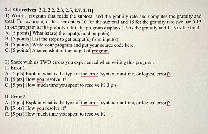 Solved 2. [ Objectives: 2.1,2.2,2.3,2.5,2.7,2.11] 1) Write a | Chegg.com